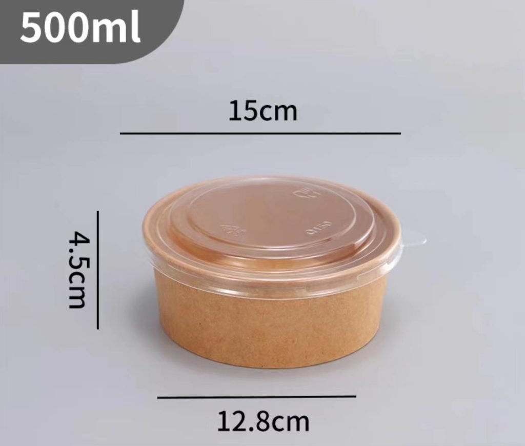 500ml Kraft Paper Salad Bowl - Sustainable Food Packaging Wholesale-Eco Disposable Cutlery ...